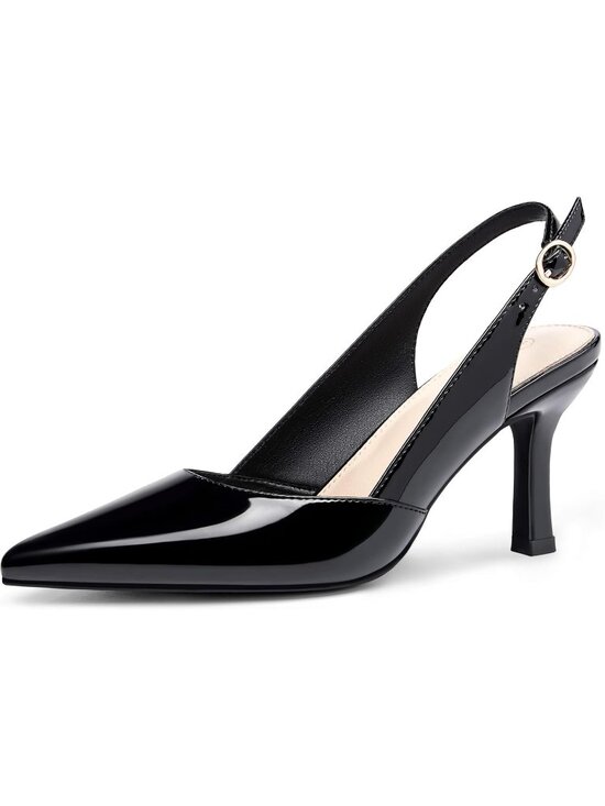 Shoes | Womens Slingback Kitten Heels Closed Patent Leather Toe ...
